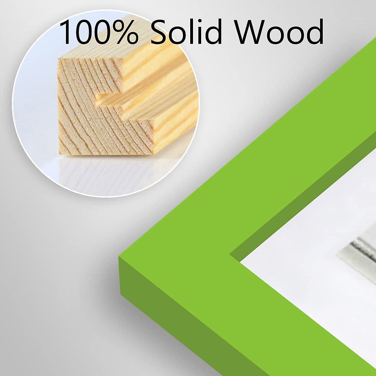 BOJIN 11x14 Picture Frames Green, Solid Wood Display Picture A4 with Mat or 11x14 Without Mat, Wall Hanging Decoration Photo Frame