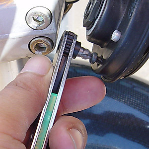 Anex Ultra Low Profile Offset Ratcheting Screwdriver 90 Degree Angled For Tight Area (Magnetic 2 Bits Set) Straight Flathead, Green