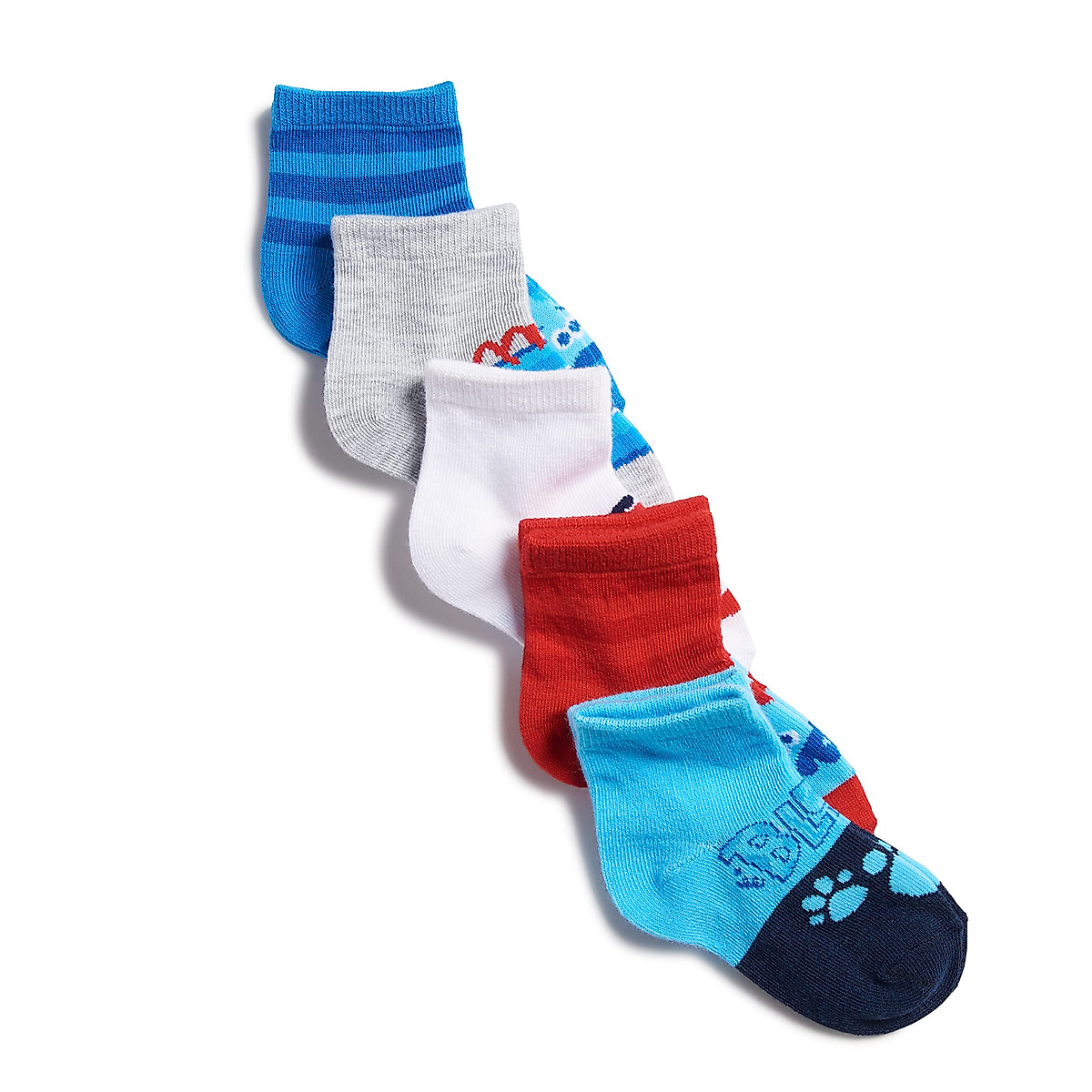 Nickelodeon Baby Boys Clues & You 5 Pack Shorty Socks, White Blue Multi, 2T-4T
