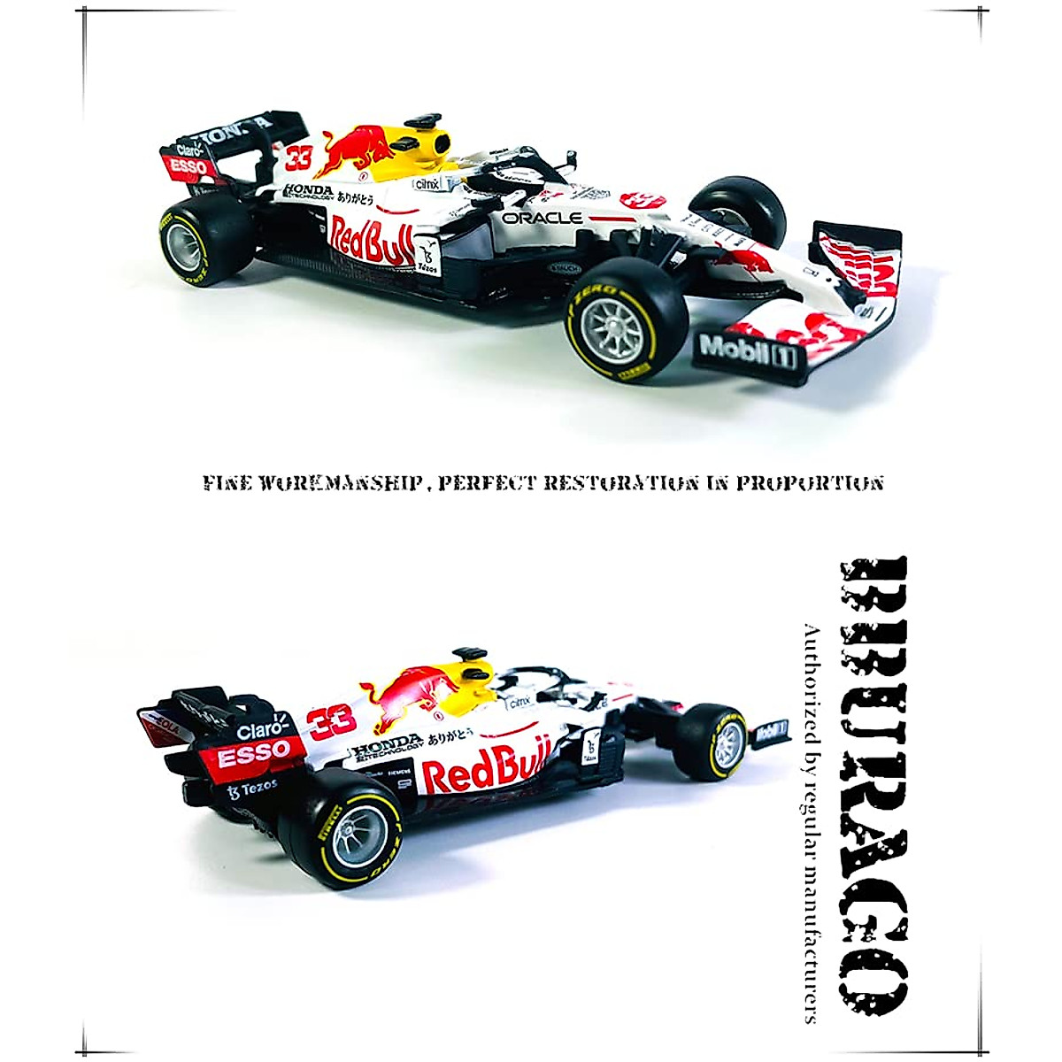 Xiangtat 1:43 Racing F1 2021 Rb16b #33 Verstappen or #11 Perez Die-Cast Vehicles Collectible Model Racing Car (RB16B #33 White)