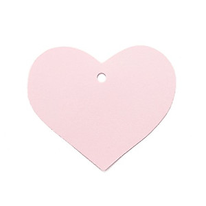 LWR CRAFTS 100 Hang Tags Heart with Jute Twines 100ft (2 3/8" x 2 3/16", Light Pink)
