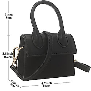 Nodeber Mini Crossbody Bag for Women Girls Synthetic Leather Flap Purse Styling Top-Handle Clutch Handbag Black