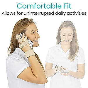 Vive Trigger Finger Splint - Full Hand and Wrist Brace Support - Adjustable Locking Straightener - Straightening Immobilizer Treatment For Sprains, Mallet Injury, Arthritis, Tendonitis (Beige)