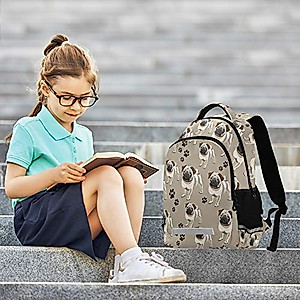 ALAZA Pug Dog Paw Print Funny Puppy Backpack Purse for Women Men Personalized Laptop Notebook Tablet School Bag Stylish Casual Daypack, 13 14 15.6 inch