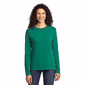 Port & Company Ladies Long Sleeve Core Cotton Tee XL Kelly