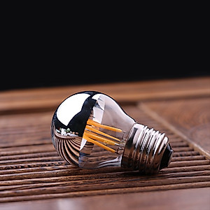 Lxcom Lighting 4W G45 Edison LED Bulb Silver Tipped Dimmable Vintage LED Filament Bulbs(4 Pack)- E26 Base G45 Antique Half Chrome LED Light Bulb Warm White 2700K 40W Equal,AC110V-130V