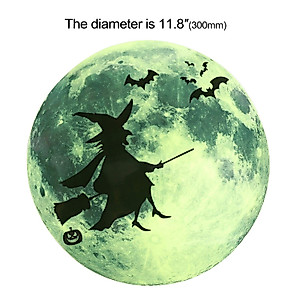 Konsait 54pcs Halloween Glow in The Dark Stickers Luminous Witch Moon Bats Peeping Eyes Wall Stickers Window Ceiling Wall Decals for Nursery Baby Kids Bedroom Halloween Bedroom Party Gift
