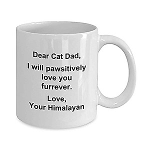 Funny Himalayan Coffee Mug Dear Cat Dad Birthday Mug for Cat Lovers I Will Pawsitively Love You Furrever Tea Cup for Men Christmas Present for Him