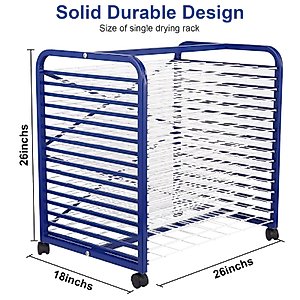 Garvee Art Drying Rack 16 Removable Shelves, Mobile Paint Drying Rack with Four Lockable Wheels, Ideal for Schools and Art Studios,18" D x 26" W x 26" H