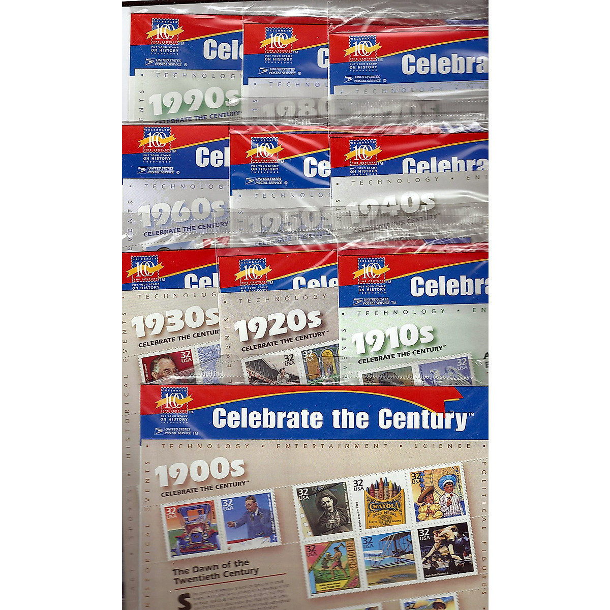 Celebrate the Century U.S. Postage Stamps 1900-1990 Complete Set