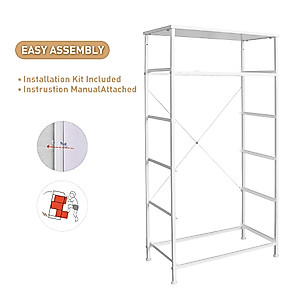 Mifuro Tall Dresser for Bedroom, Vertical Storage Organizer Tower with 6 Drawers, Chest of Drawers with Fabric Bins, Steel Frame, Wood Top for Bedroom, Closet, Entryway- White