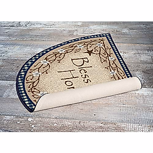 Brumlow MILLS Bless Our Home Berry Blossoms Floral Welcome Door Mat for Entryway, Kitchen, or Home Décor Area Rug, 19" x 31", Blue