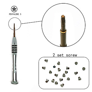 shinedisk 2 Sets Replacement Screws with Screwdriver for MacBook Pro 13 or 15 inch Retina Display A1398 A1425 A1502 2012 to 2015, Bottom Case Cover P5 Pentalobe Repair Tool Kit Laptop PC