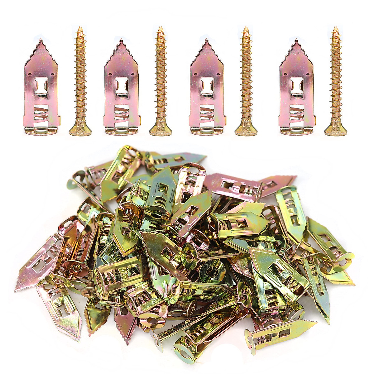 binifiMux Drywall Anchors with Self Drilling Screws Kit, 12x30mm 110pcs, Sheetrock Hanging TV Shelf Strap Cabinet Decoration Fixing Curtain