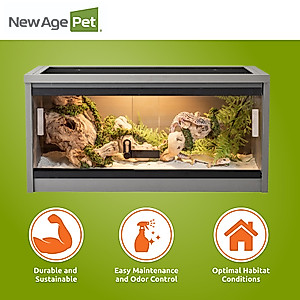 New Age Pet ECOFLEX 24-Inch Mojave Reptile Lounge in Grey - Durable Wood Plastic Composite Habitat with Ventilated Side Panels, Removable Sliding Glass Doors, and Mesh Screen Top