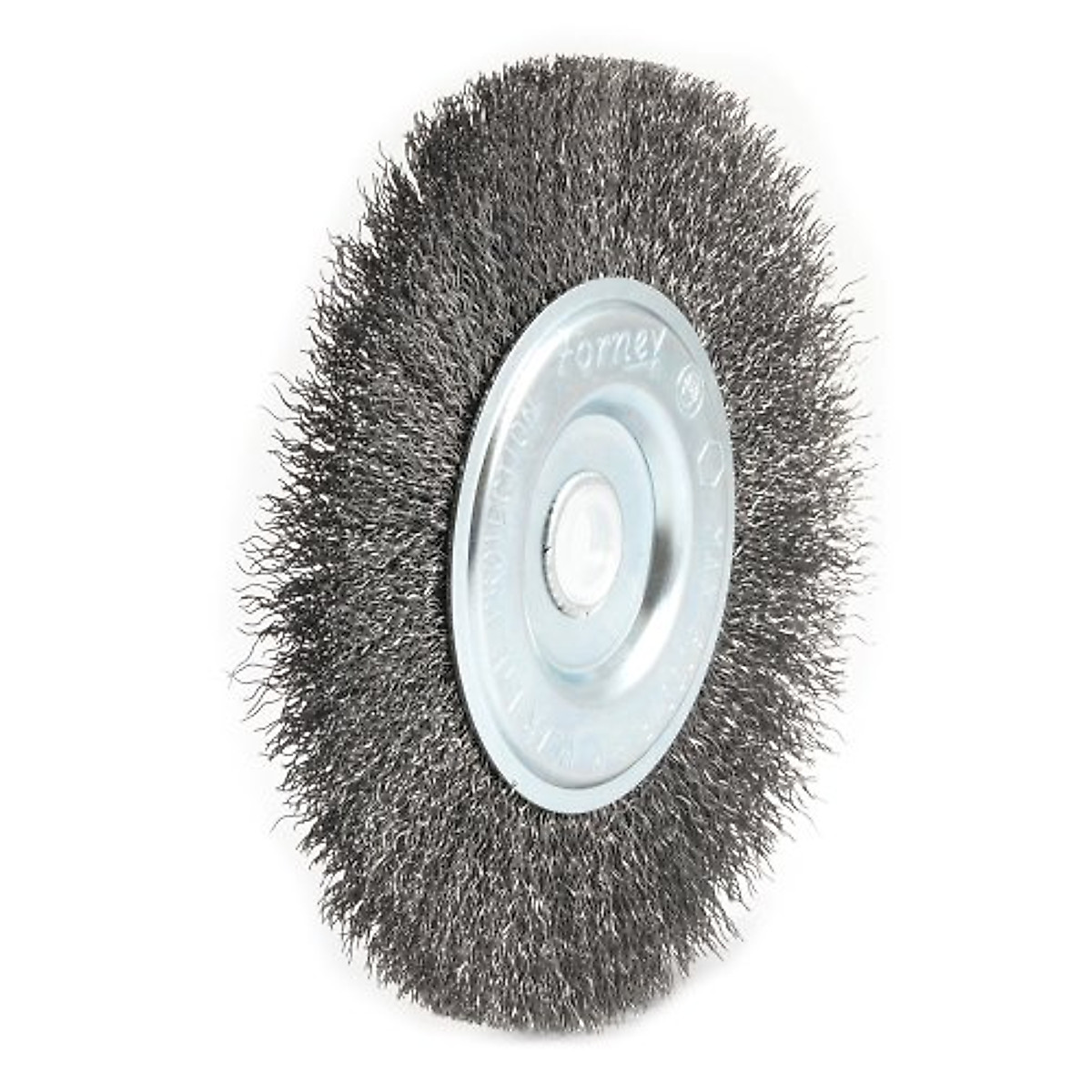 Forney 72745 Wire Bench Wheel Brush, Coarse Crimped with 1/2-Inch and 5/8-Inch Arbor, 6-Inch-by-.012-Inch
