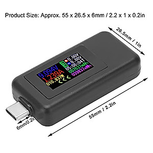 Type-C USB Tester,DC430V USB Power Meter,USB C Power Tester Voltage Current 2 in 1 Meter Voltmeter Ammeter Color Screen