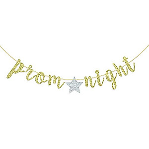 Prom Night Banner, Gold Glitter High School Prom Letter Banner, Prom Photo Prop, Prom, Graduation, Birthday Decoration (Gold)