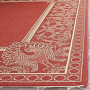 SAFAVIEH Courtyard Collection 4' x 5'7" Red / Natural CY2965 Indoor/ Outdoor--Waterproof Easy--Cleaning Patio Backyard Mudroom Accent--Rug