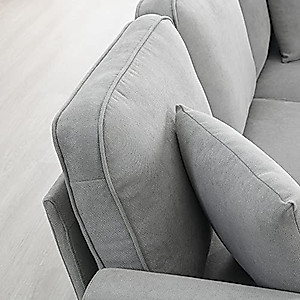 Lifeand Modern U-Shaped, 7 Seat Fabric Sectional Set with 3 Pillows Included Sofas, Light Grey