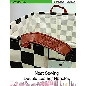 LANGYASHAN Square Storage Baskets Waterproof Canvas Children Laundry Nursery Hamper for Shelves Gift Baskets Toy Organizer Room Decor (Square Racing flag)