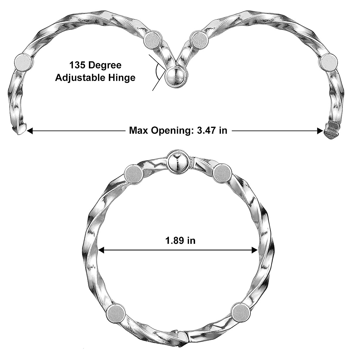 CHICTIE Chrome Shower Curtain Rings, Silver Rustproof Decorative Shower Hooks, Set of 12 Premium Metal Shower Rings Hangers HK5# Circle Ring Design