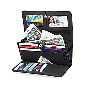 Mundi File Master Womens RFID Blocking Wallet Clutch Organizer With Change Pocket (One Size, (Purple))