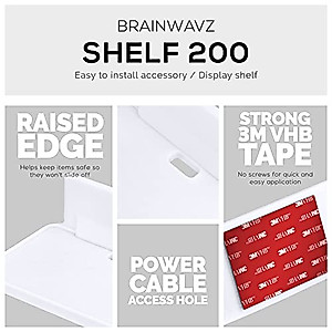 BRAINWAVZ 6.7" Adhesive Floating Wall Shelf for Small Speakers, Deco, Plants, Baby Monitors, Toys, Bathroom, Kitchen & More, Easy to Install, No Screws & Mess, 6.7” x 4.1 (SHELF200-White)