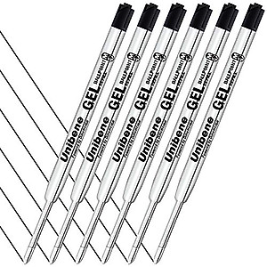 Unibene Parker Compatible Gel Ink Ballpoint Refills 12 Pack,0.7mm Medium Point-Black, Smooth Writing Replaceable German Ink Tactical Pen Refills for Parker Ballpoint/UZI Pen
