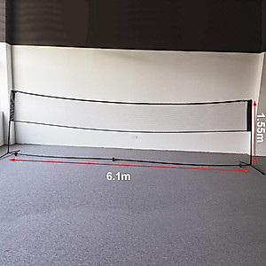 mike Glople Portable Badminton Net Set - 20 Ft Net for Tennis, Soccer,Pickleball - Easy Installation Nylon Sports Net with Poles - for Indoor,Outdoor Court, Beach, Driveway,Park-Black Colour