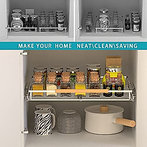 2Pack Improve Pull Out Cabinet Organizer, 16.3~26.3"W x 17"D Heavy Duty Slide Out Cabinet Drawers, Expandable Width Under Sink Organizers and Storage for Kitchen Cabinets,Bathroom, Bedroom (2 Pack)
