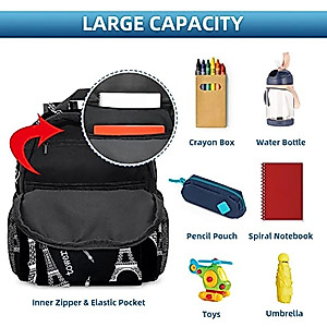 Daypack Bookbags Small Travel Bag for Boys Girls Casual Backpack, Paris Eiffel Tower Pattern