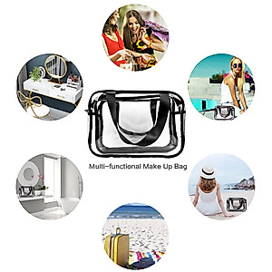 Auseibeely Clear Toiletry Bag for Women Men, Portable Large Travel Makeup Bag, Waterproof & Draining Transparent Cosmetic Bag, Carry On Airport Airline Compliant Bag