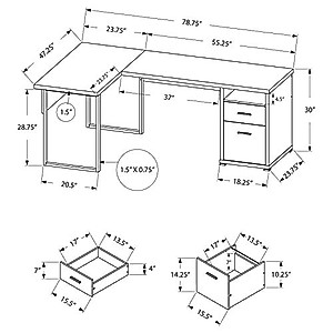 Monarch Specialties Computer Desk Left or Right Facing White / Cement-Look 80"L