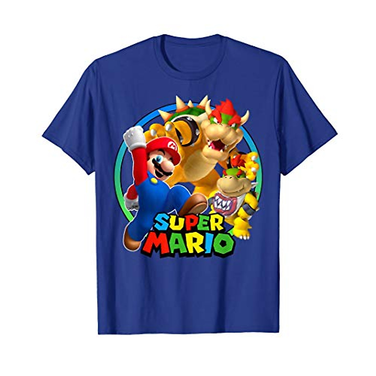 Super Mario Bowsers & Mario Rainbow Color Circle Portrait T-Shirt