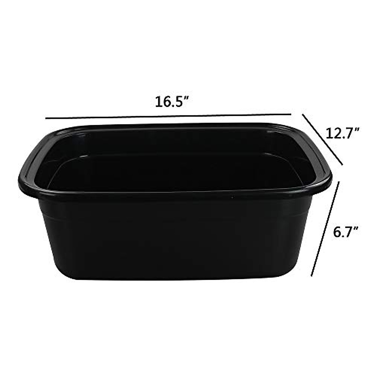 Jekiyo 16 Quart Dish Pan, Black Plastic Tubs, 3 Packs