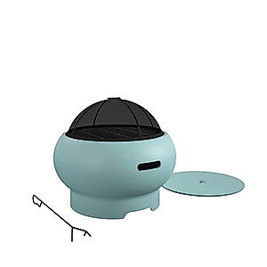 Novogratz Poolside Collection, Asher 27" Wood Burning Fire Pit with Grilling Surface, Dark Gray