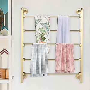 Gold Scarf Display Stand, Wall Mount Metal Scarf Organizer Hanging Rack Gold Metal Coat Hanger Indoor Use for Clothing Store Living Room Heavy Duty