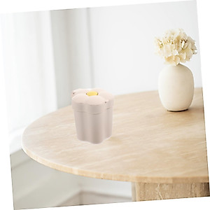 Ciieeo Mini Desktop Trash Can Flower Shaped Desktop Garbage Bin Cute Countertop Trash Can Kawaii Waste Bin Plastic Garbage Bin Tabletop Wastebasket for Office Home White