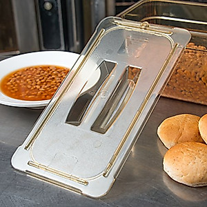 Carlisle FoodService Products Storplus 1/3 Size High Heat Food Pan Lid with Molded Handle for Catering, Buffets, Restaurants, High Heat Plastic, Amber