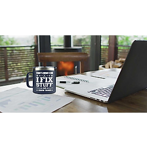 AMAZPRINTS Gifts for Men, Grandpa, Him from Daughter, Son - Dad Birthday Gift Ideas - Dad Gifts for Fathers Day - Men Mug 14oz, Navy Insulated Stainless Steel