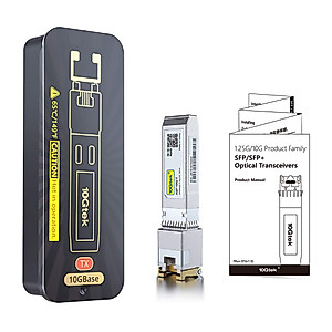 10Gtek 𝟭𝟬𝗚𝗕𝗮𝘀𝗲-𝗧 SFP+ to RJ-45 Transceiver, 10Gbe SFP+ Copper Ethernet CAT6a Module, up to 30m, for Cisco SFP-10G-T-S, Ubiquiti UniFi UF-RJ45-10G, Fortinet, TP-Link TL-SM5310-T and More