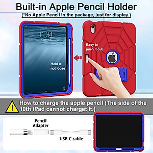Grifobes Kids Case for iPad 10th Generation Case, for 2022 10.9 inch iPad 10 th Generation Case with Pencil Holder & Stand, Heavy Duty Shockproof Rugged 10.9" 10 Gen Cover for Kids Boy Children