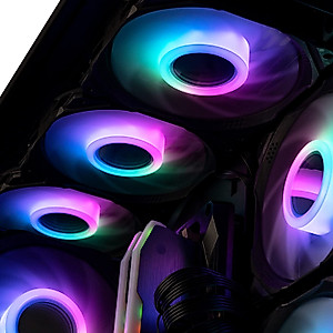 novonest RGB Case Fan,120mm Intelligent Control Silent Mirror Chassis Fan,Comes with Fan Hub,Remote Control,Adjustable Light Brightness and Light Effect Mode, UA0106(5-Pack)