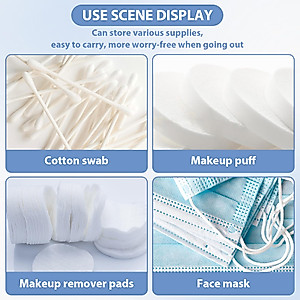 Hariendny 2 Pack Cotton Pads Holder Organizer, Home Transparent Cotton Pads Holder, Travel Qtips with Case, Swabs Large Capacity Storage Box, Cosmetic Pads for Bathroom Canister Storage Organization