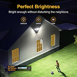 Onforu LED Security Lights Motion Outdoor, Flood Lights Outdoor Motion Sensor Light, Motion Detector Lights for Outside, 50W, 5000LM, 6500K, IP65 Waterproof, 3 Adjustable Heads