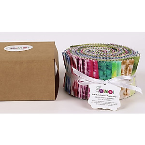 Soimoi 40Pcs Tie Dye Print Cotton Precut Fabrics for Quilting Craft Strips 2.5x42inches Jelly Roll - Multicolor