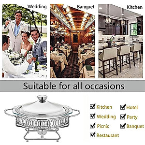 Chef Chafing Dish Buffet Set, Stainless Steel Chafer and Buffet Warmers Sets, Catering Buffet Mini Hot Pot Outdoor Picnic Household (Silver)