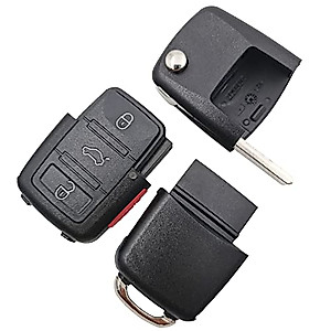 Guibuhuse 4 Buttons Replacement Flip Key Fob Fits VW Volkswagen Beetle CC Eos Golf Gti Jetta Passat Tiguan Touareg 2011 2012 2013 2014 2015 2016 (NBG010180T) (Pack 2)