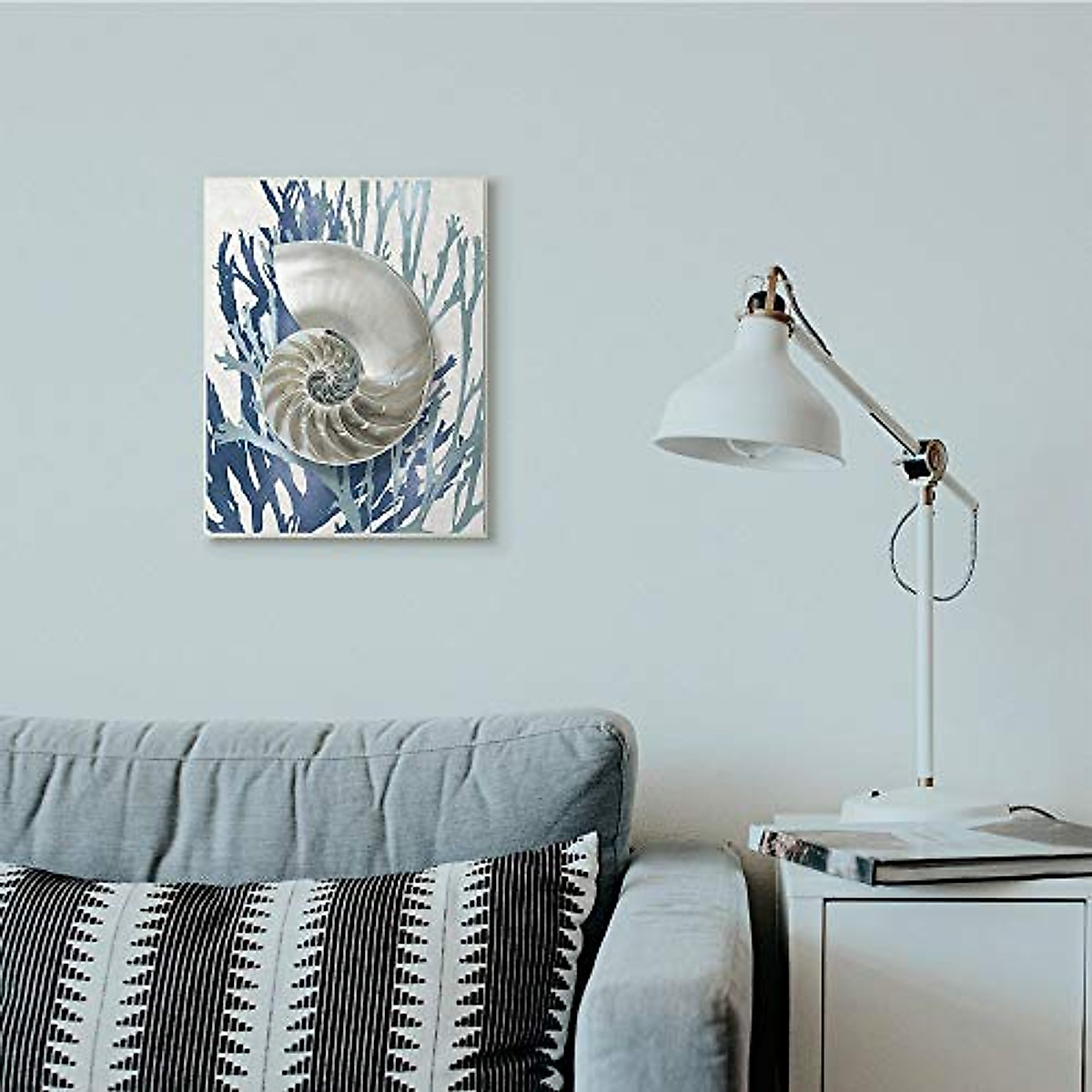 Stupell Industries Shell Coral Beach Blue Design, Designed by Caroline Kelly Art, 13 x 19, Wall Plaque